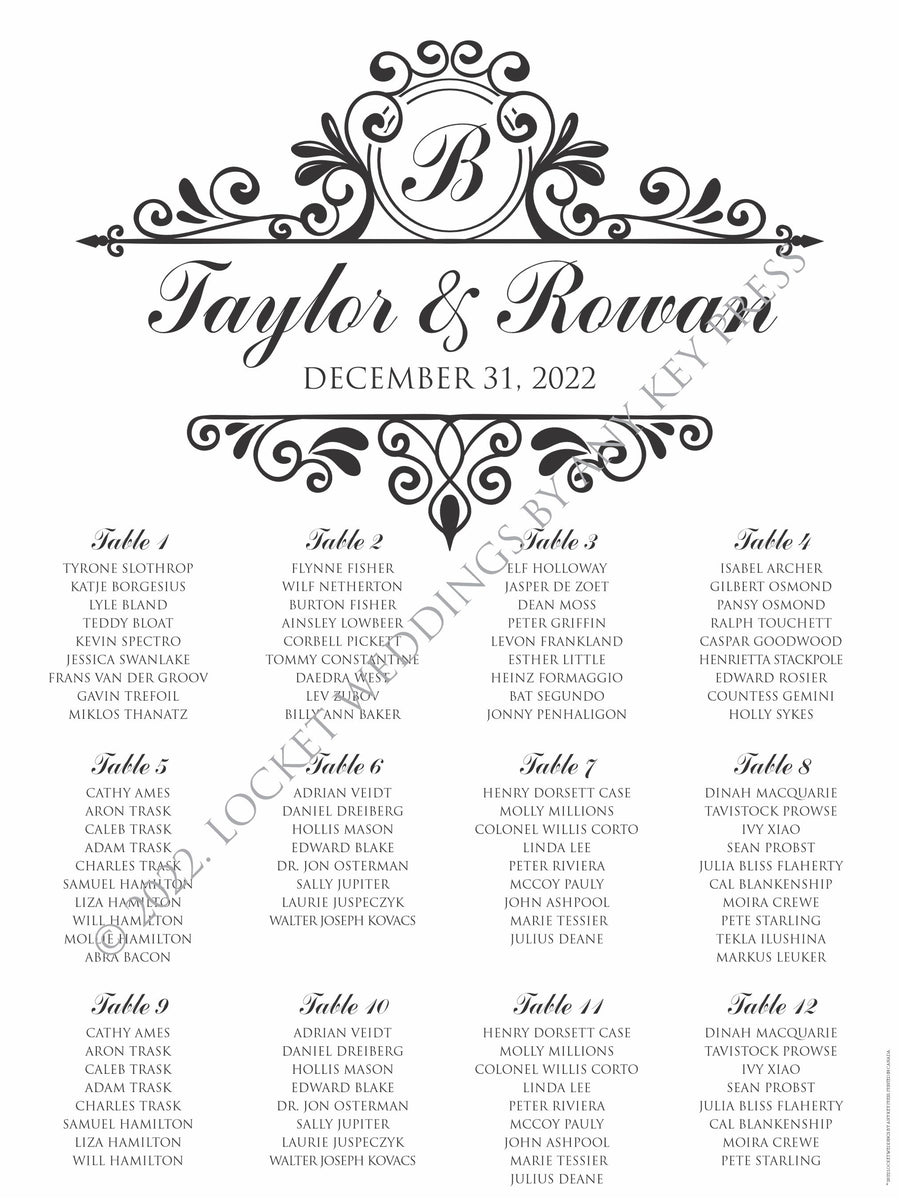 NEW Scroll Wedding Seating Chart Mirror Cling – Any Key Press