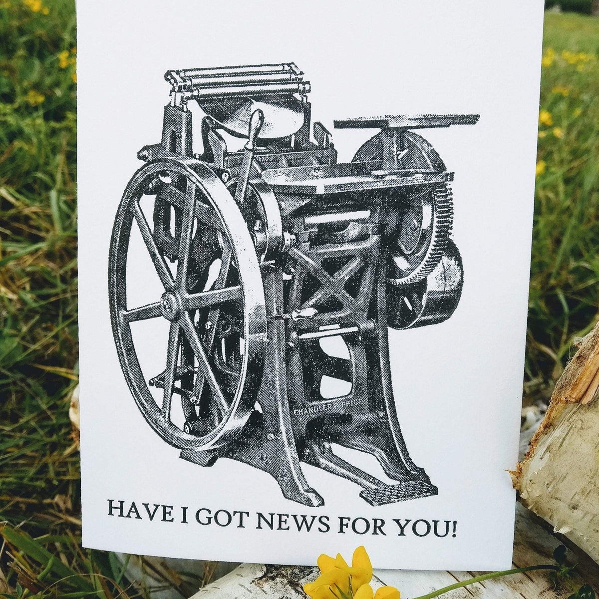 Letterpress card: 1920 Chandler & Price platen press – Any Key Press